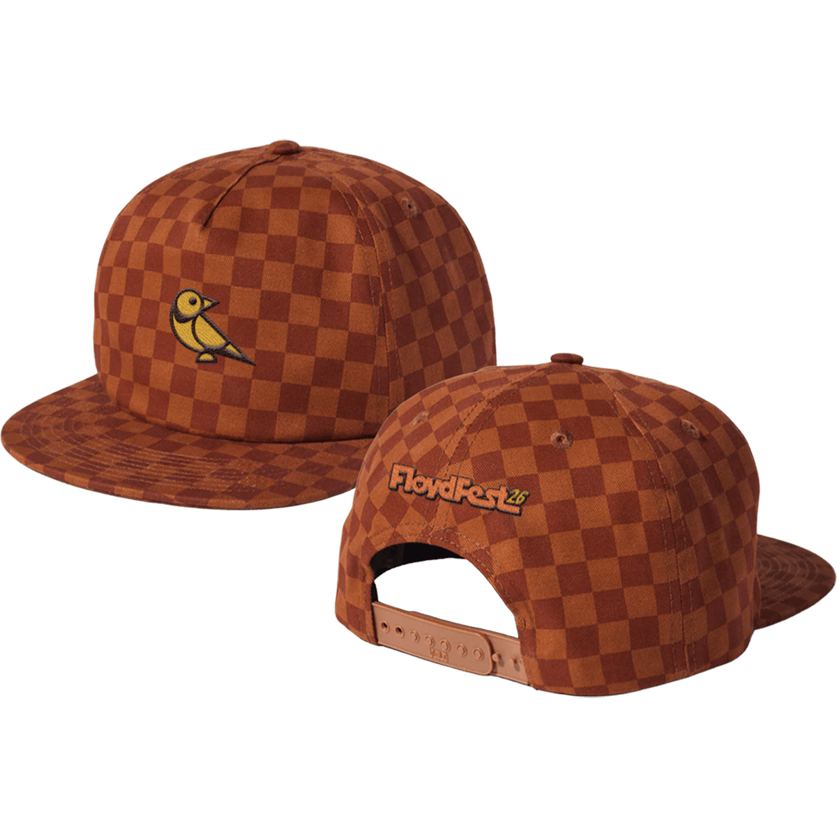 FloydFest '26 Daydream Bird Hat - Checkerboard Rust – Merch Shops by ...