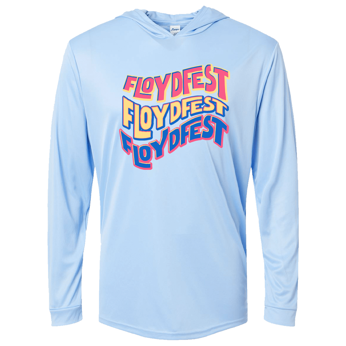 FloydFest Wavy Text Lightweight Sun Hoodie - Light Blue – Merch Shops ...