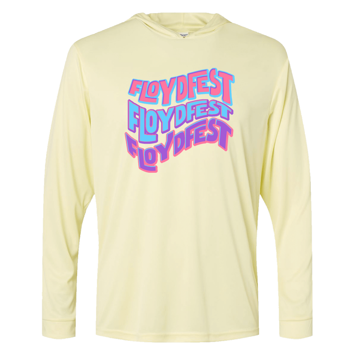 FloydFest Wavy Text Lightweight Sun Hoodie - Pale Yellow – Merch Shops ...