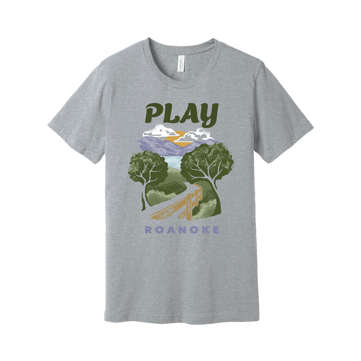 PLAY Roanoke Trees Design, Heather Grey – Merch Shops by Press Press Merch